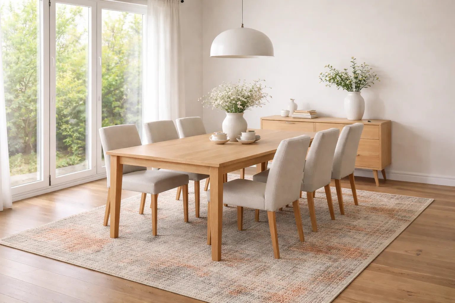 How big should rug be under dining table? Choosing Dining Room Rug ...